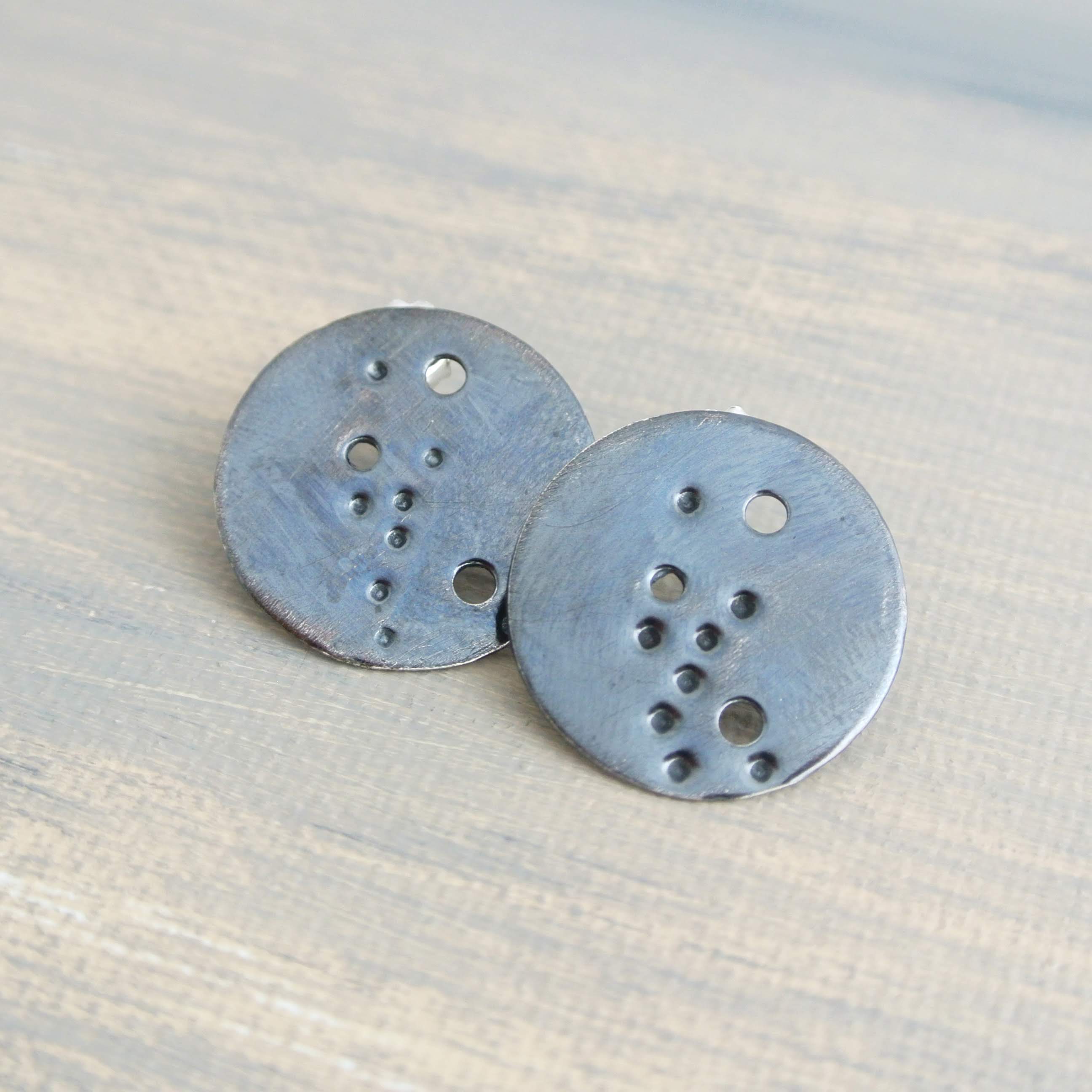 Taurus Zodiac Constellation Argentium Silver Disc Earrings – The Pink ...